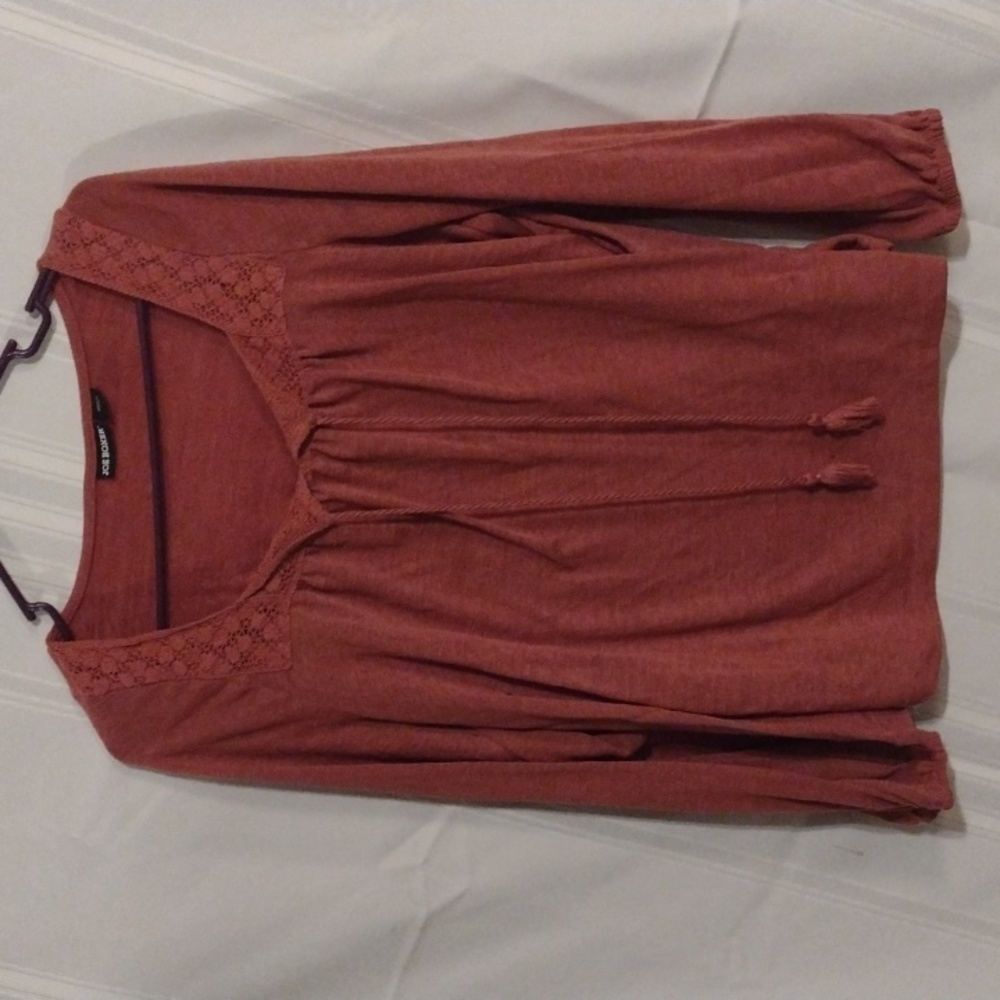 90s Burnt Orange Joe Boxer Peasant Blouse, Size L - Gem